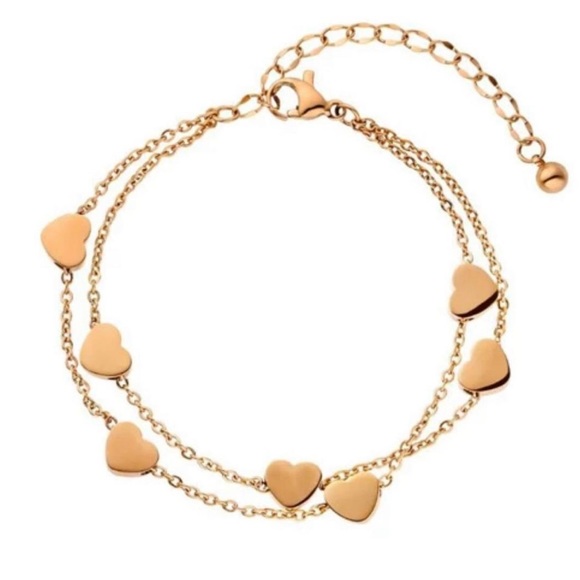 Jewelry | Rose Gold Heart Bracelet Stainless Steel | Poshmark